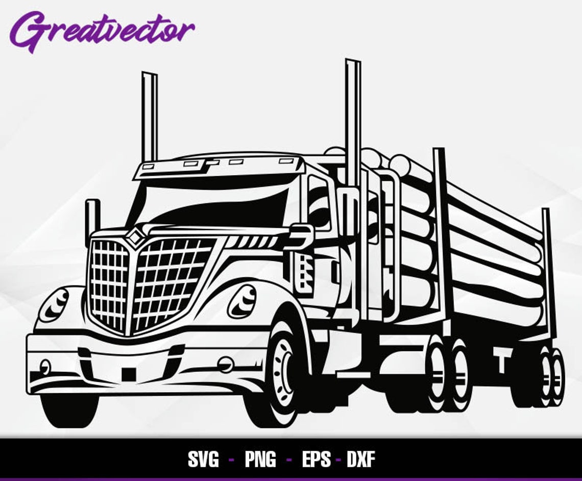 Logging Truck L EPS SVG PNG Dxf L Vector Art - Etsy