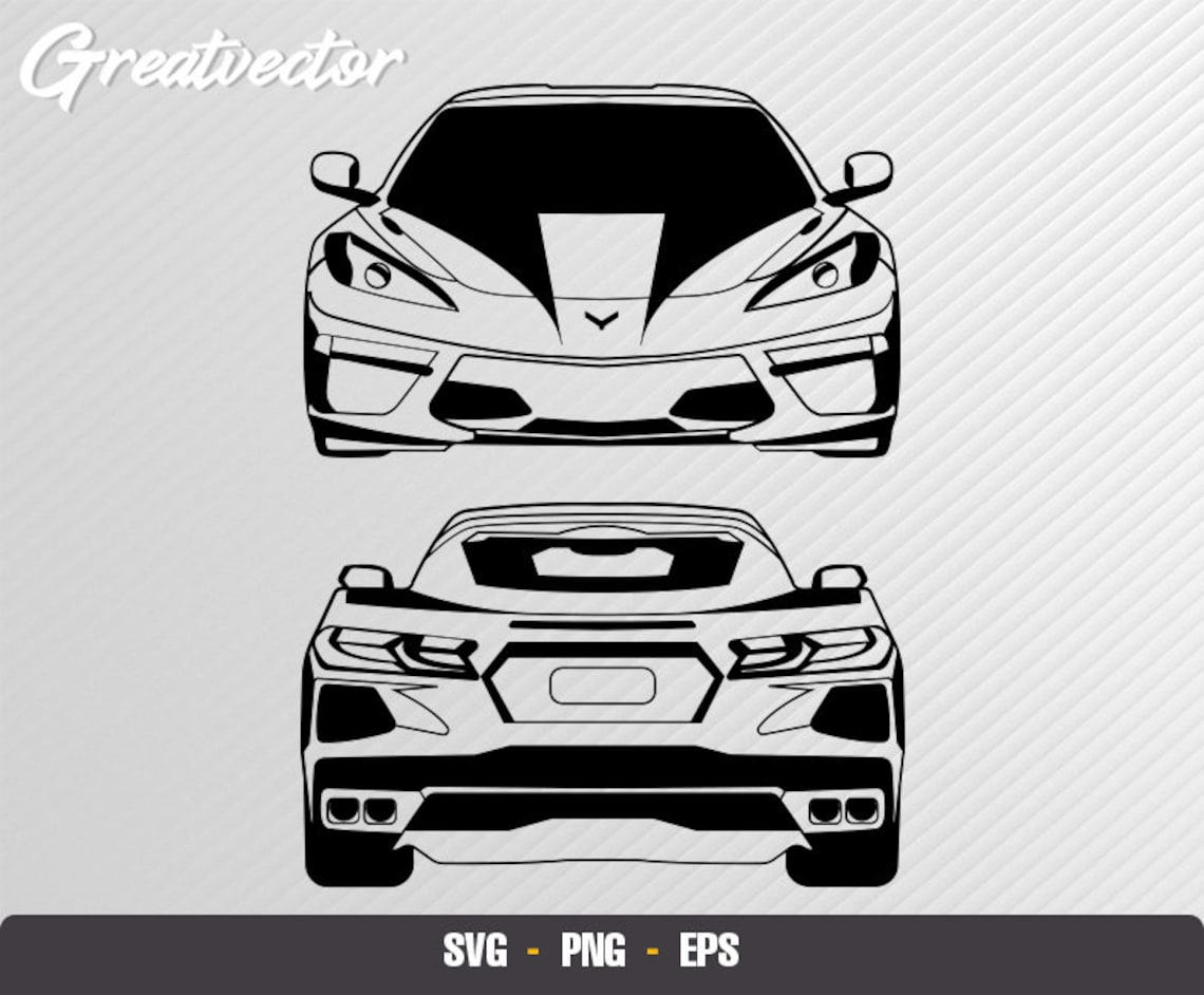 Corvette 2021 Front and Back View EPS SVG PNG Vector - Etsy