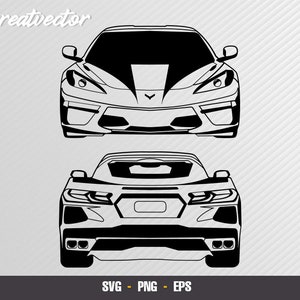 Corvette 2021 Front and Back View - EPS - SVG - PNG - Vector File - Etsy