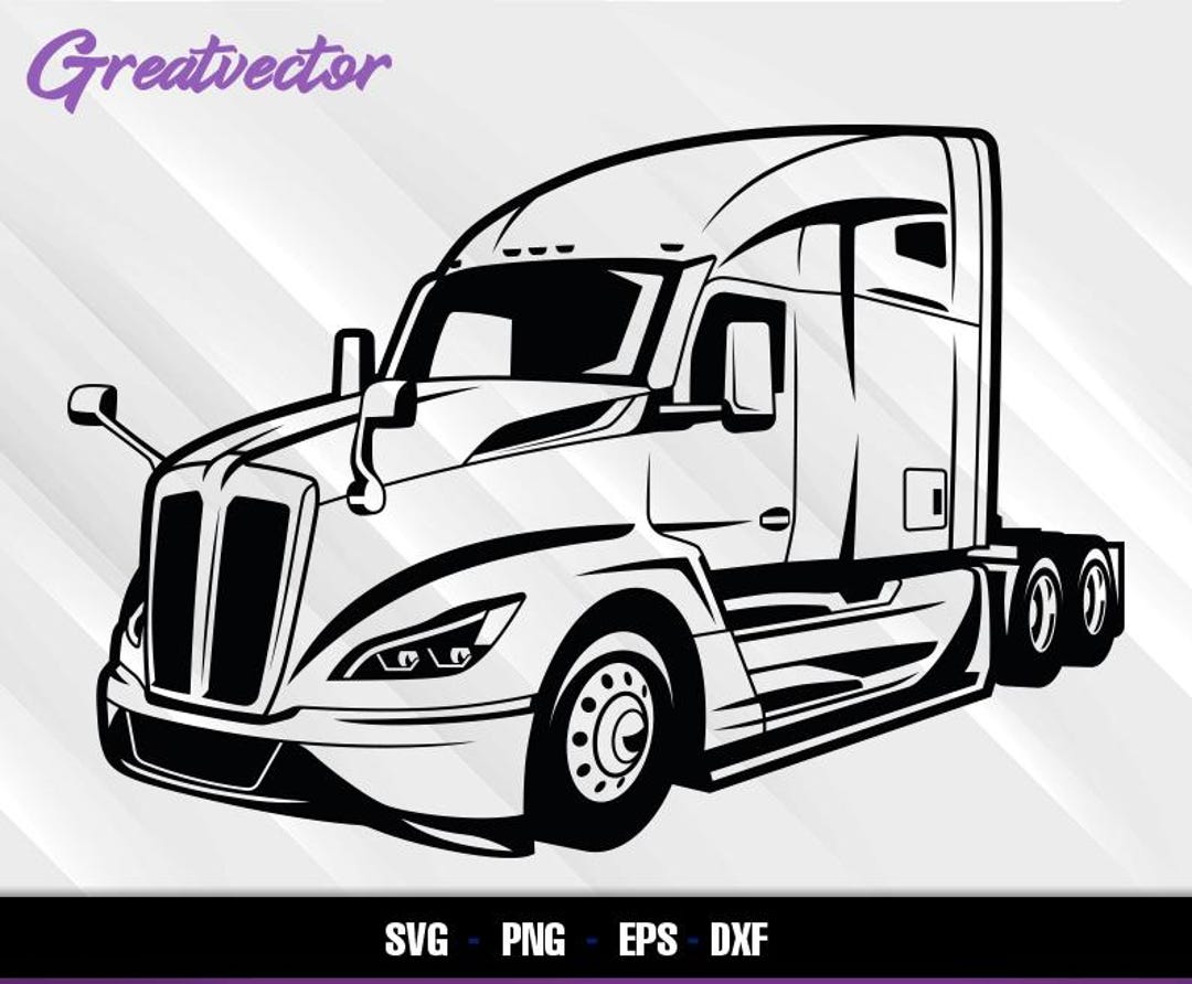 2025 T680 Semi Truck Svg Png Eps Dxf | Modern Big Rig Clipart for ...