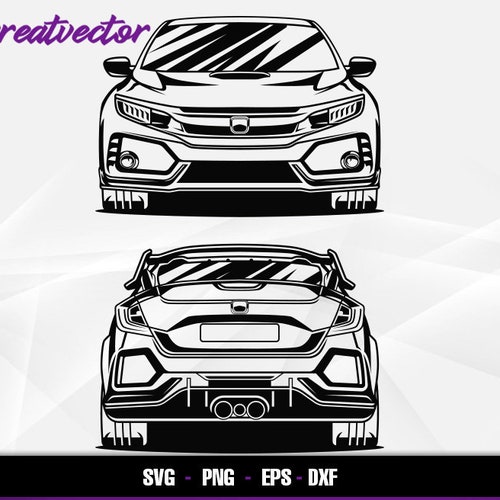 Civic Type R Front and Back View L EPS SVG PNG Dxf L - Etsy