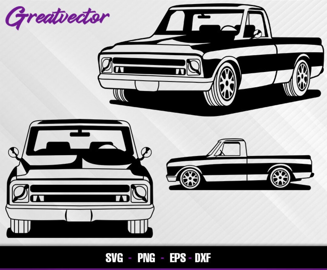 C10 Chevy Retro Truck 100th Anniversary X3 Files L EPS SVG PNG Dxf L ...