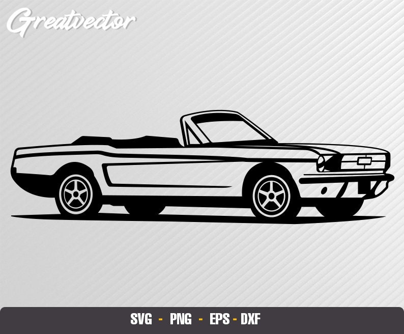 1965 Mustang Convertible EPS SVG DXF Png Vector Art - Etsy Hong Kong