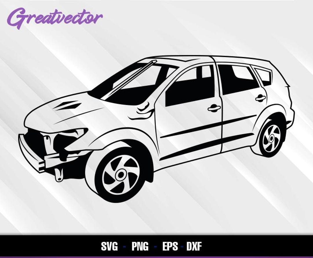 Crashed Minivan SVG | Demolition Van Silhouette | Derby Car Clipart for ...