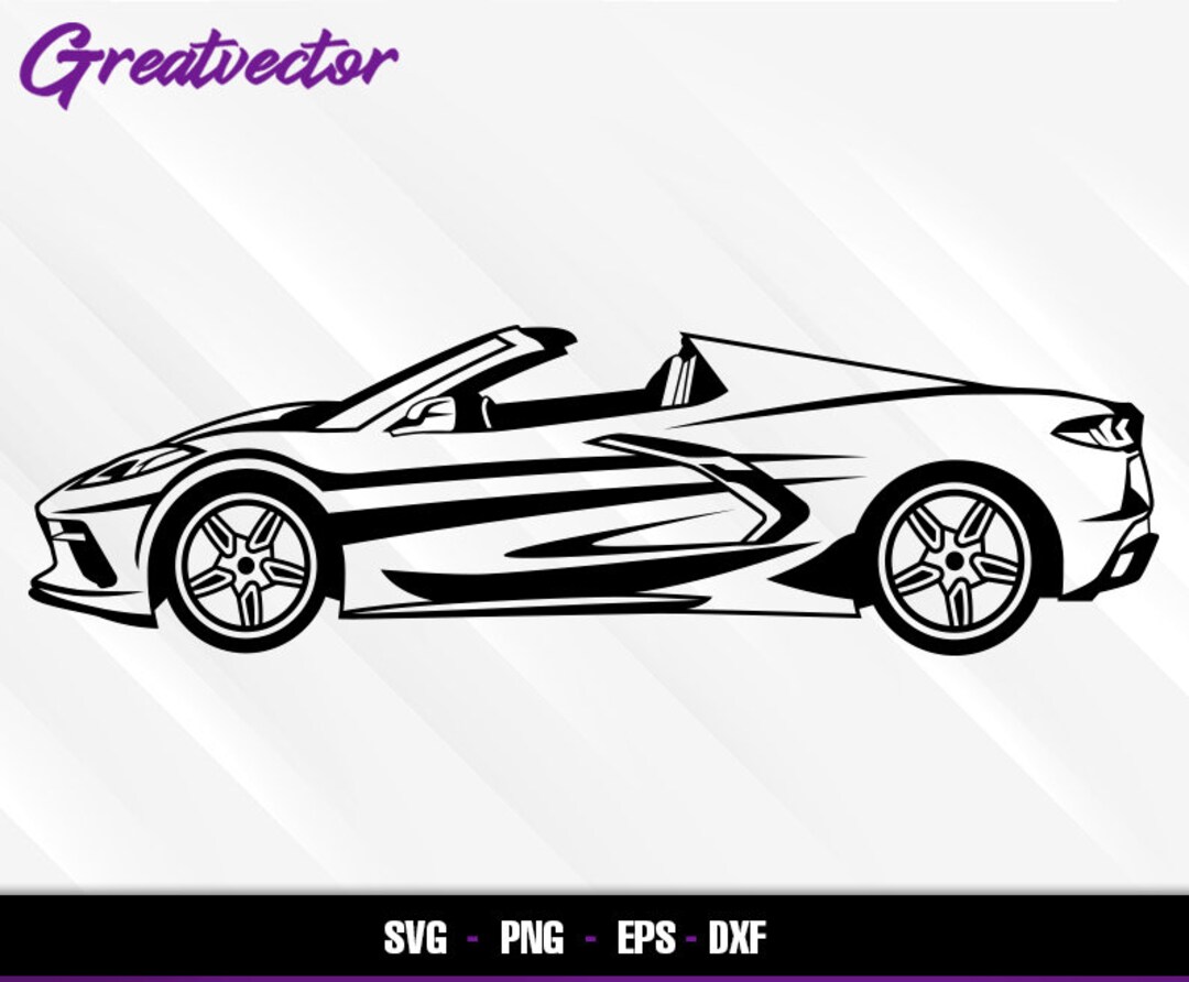 C8 Corvette Convertible Side L EPS - SVG - PNG - Dxf L Vector Art - Etsy
