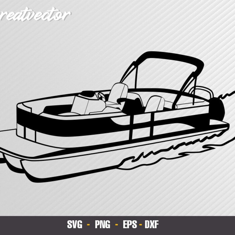 Pontoon Boat Clip Art - Etsy