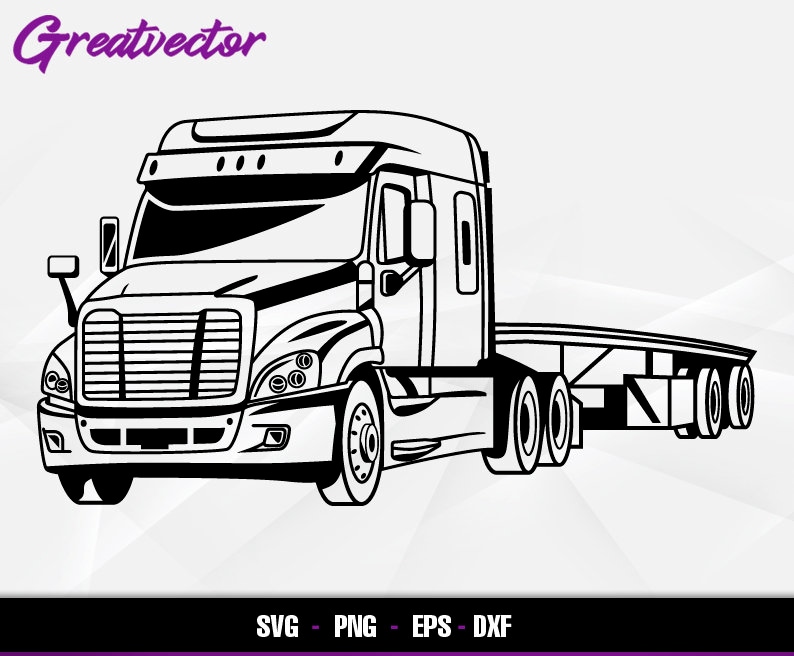 Cascadia Flat Bed Truck L EPS SVG PNG Dxf L Vector Art - Etsy