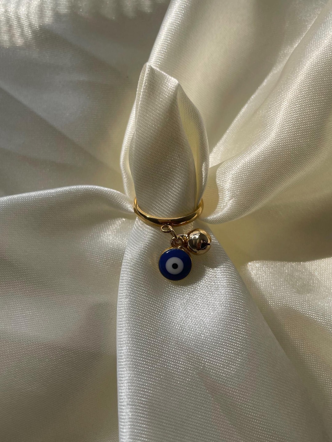 Ring With Charm, Dangle Rings, Ring With Charm That Dangles, Evil Eye Charm, Boho Rings, Rings ...