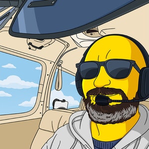 Custom Simpsons Airline Pilot Portrait From Photo, Yellow Cartoon ...