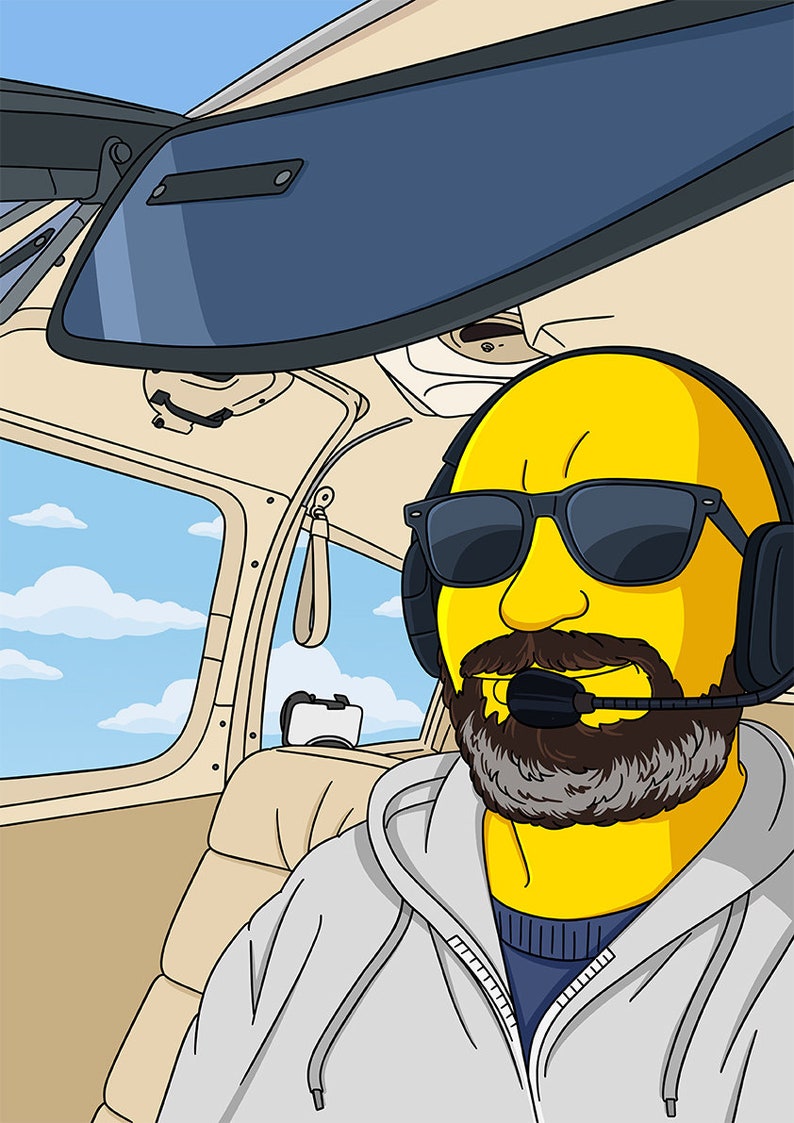 Custom Simpsons Airline Pilot Portrait From Photo Yellow - Etsy