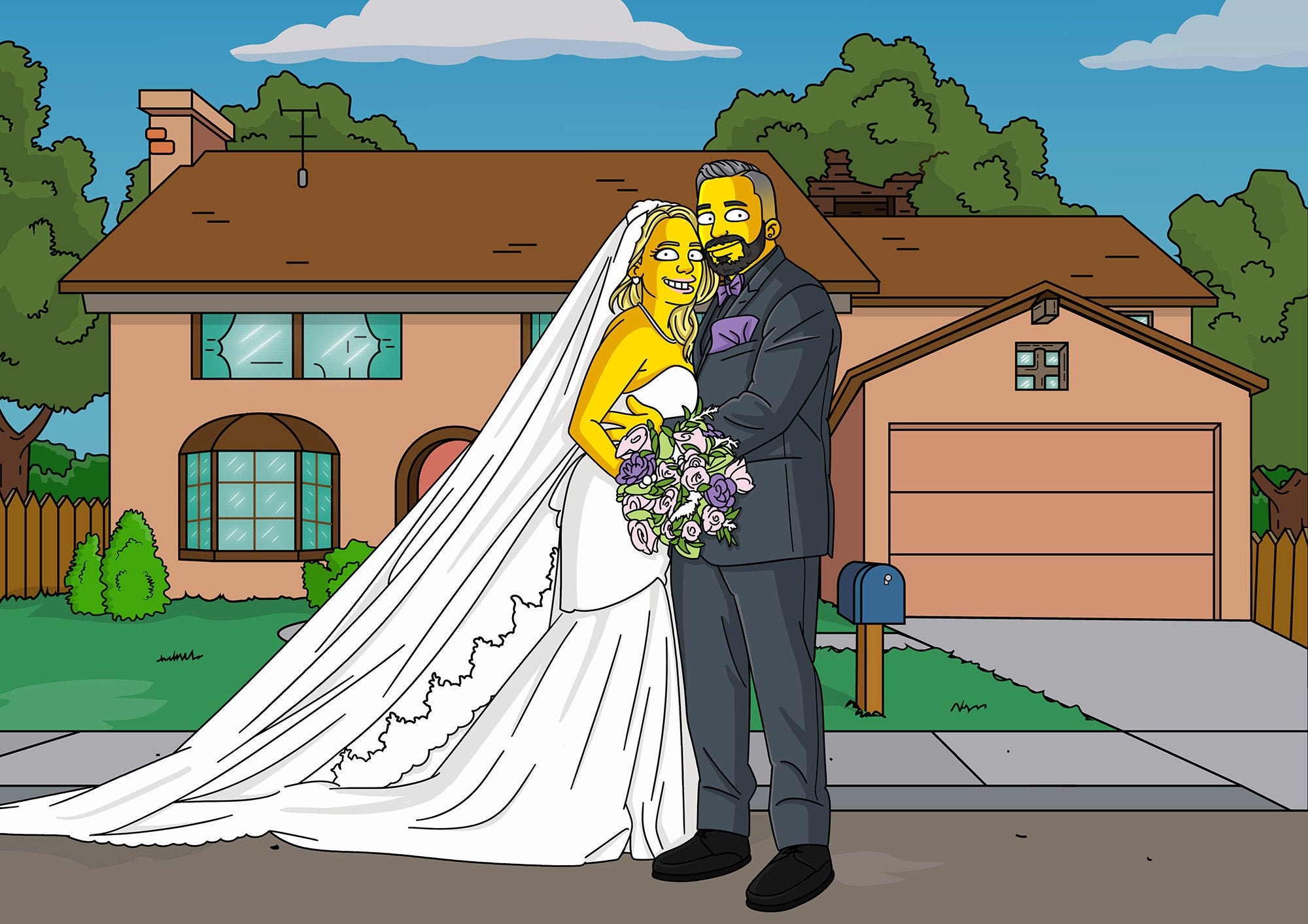 Custom Wedding Anniversary Portrait Simpsons Couple Portrait | Etsy