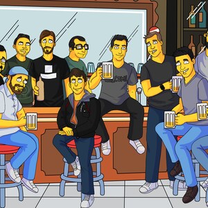 The Moe's Bar Background Crowded Bar Scene, Custom Simpsons Portrait ...