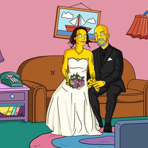 Custom Wedding Anniversary Portrait Simpsons Couple Portrait - Etsy