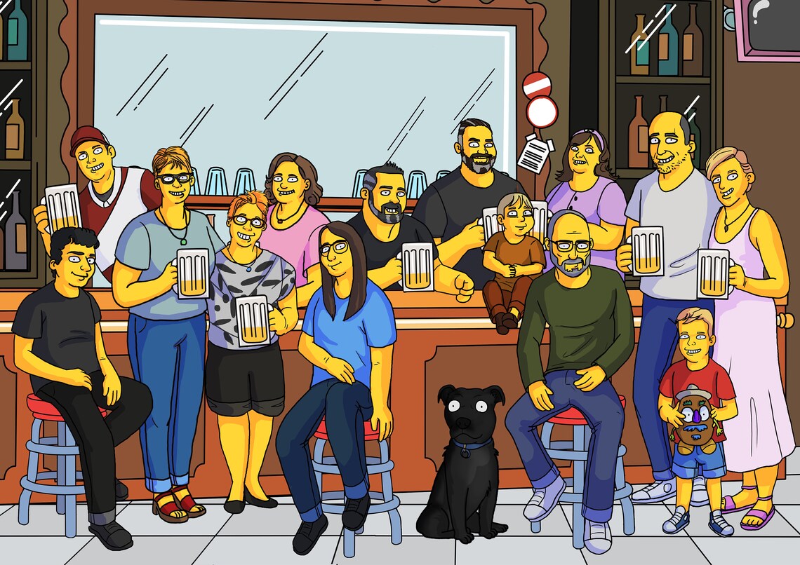 The Moe's Bar Background Crowded Bar Scene Custom | Etsy