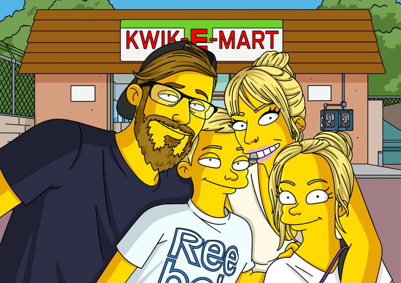 Kwik E Mart Custom Simpsons Family Portrait From Photo - Etsy