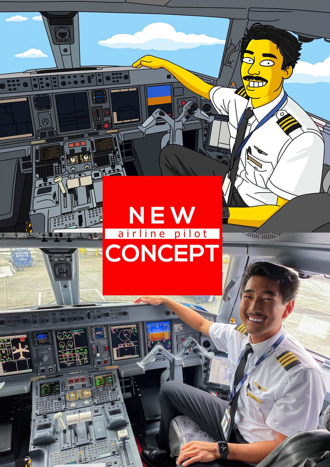Custom Simpsons Airline Pilot Portrait From Photo Yellow - Etsy