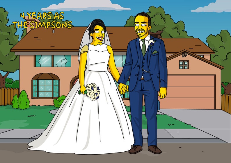 Custom Wedding Anniversary Portrait Simpsons Couple Portrait - Etsy