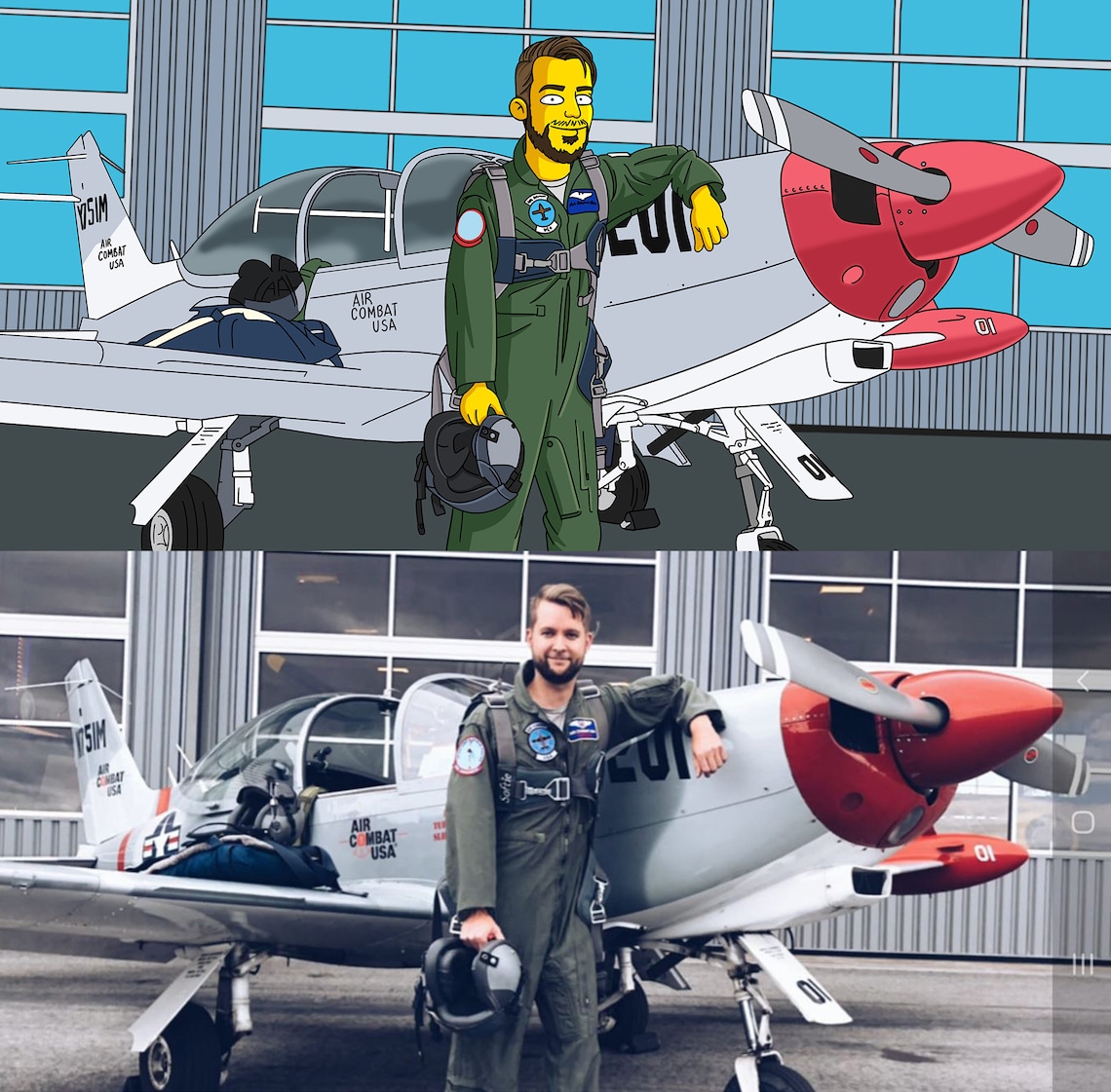 Custom Simpsons Airline Pilot Portrait From Photo Yellow | Etsy