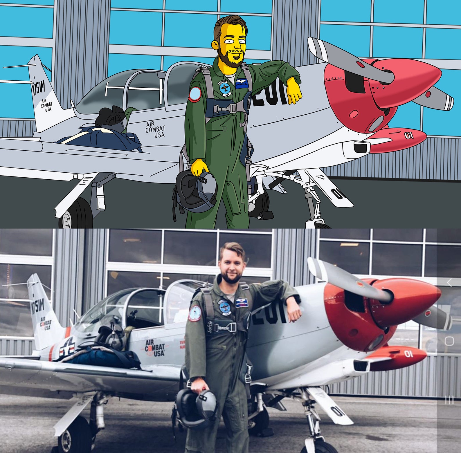 Custom Simpsons Airline Pilot Portrait From Photo Yellow - Etsy