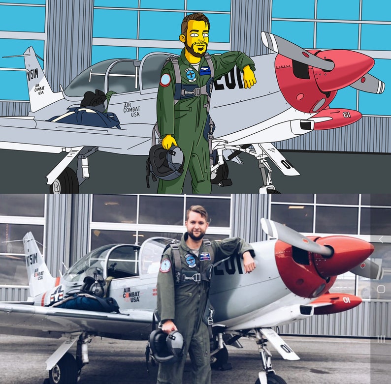 Custom Simpsons Airline Pilot Portrait From Photo Yellow - Etsy