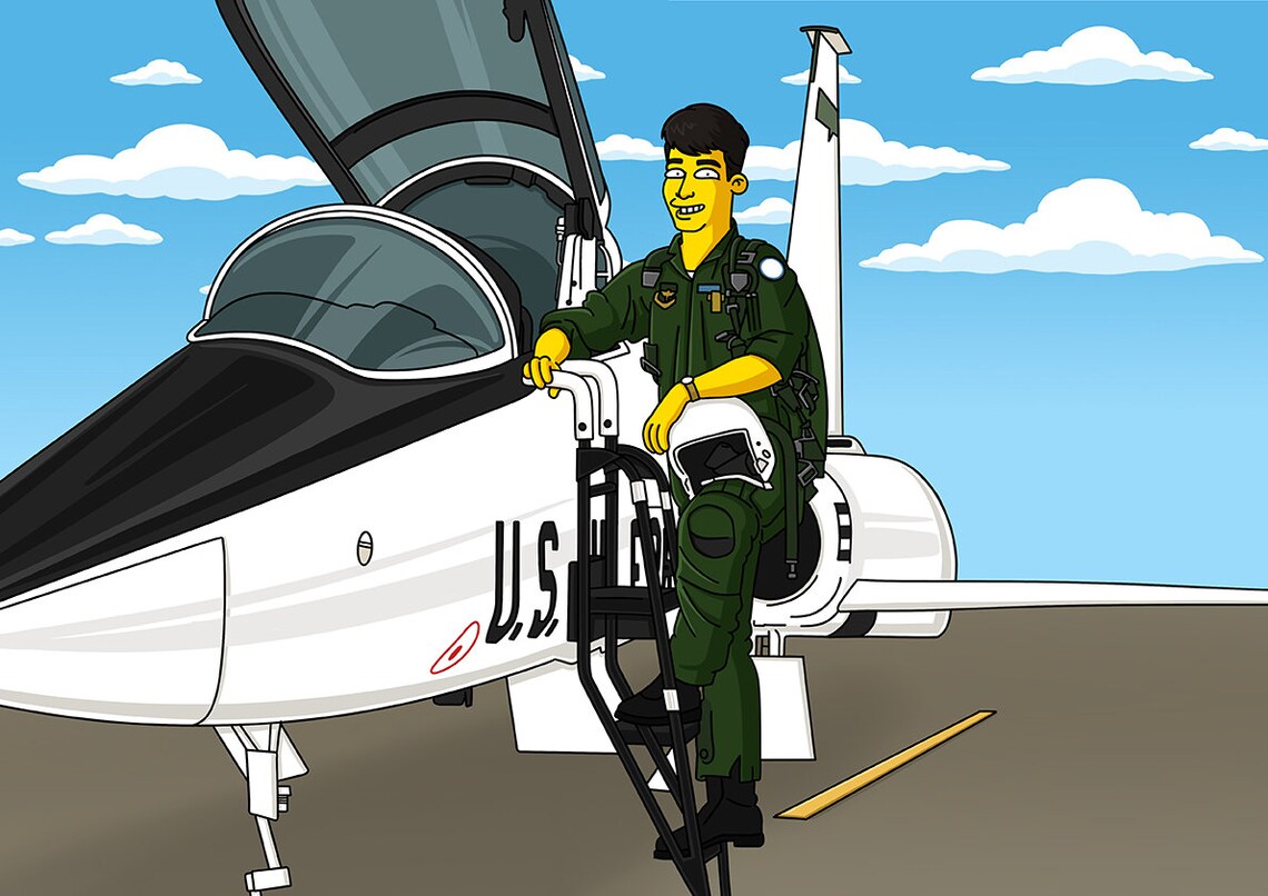 Custom Simpsons Airline Pilot Portrait From Photo Yellow | Etsy