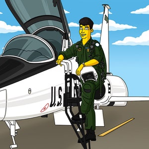 Custom Simpsons Airline Pilot Portrait From Photo, Yellow Cartoon ...