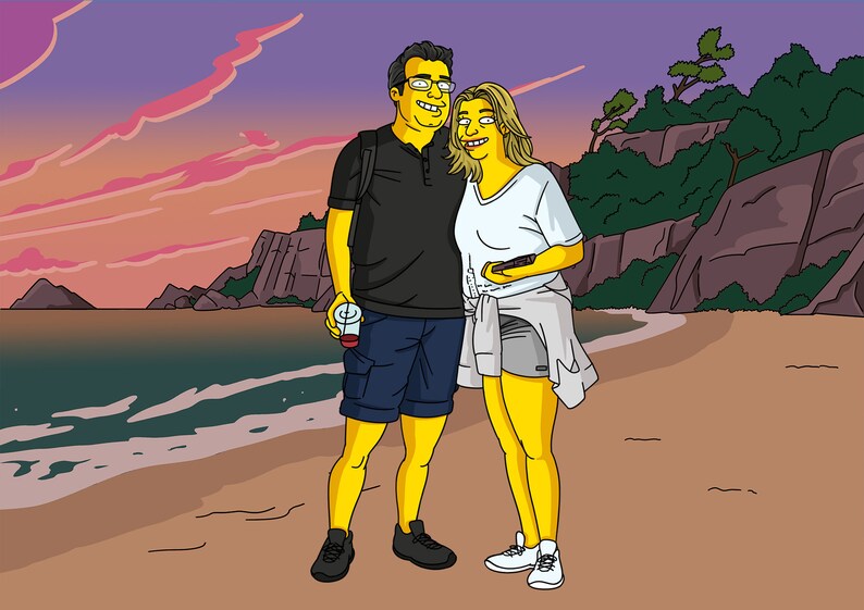 Custom Simpsons Family Portrait From Photo on the Beach at - Etsy