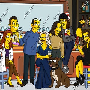 The Moe's Bar Background Crowded Bar Scene, Custom Simpsons Portrait ...