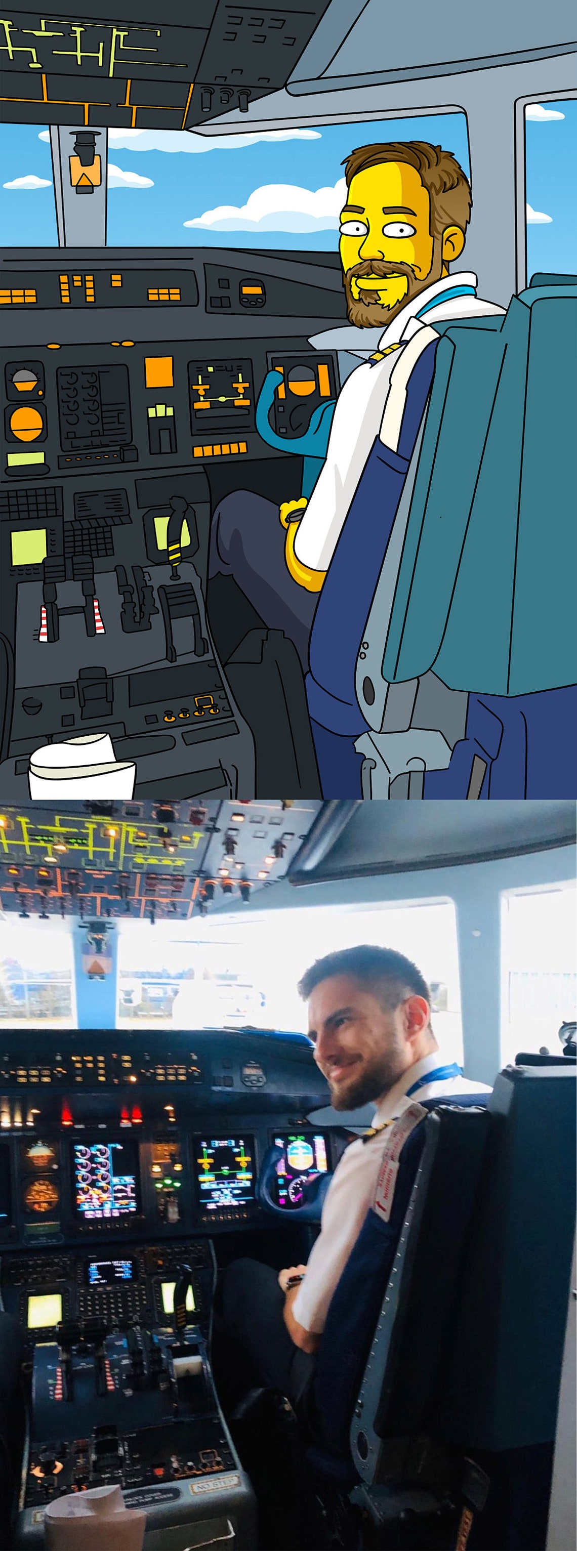 Custom Simpsons Airline Pilot Portrait From Photo Yellow - Etsy