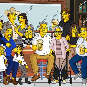 The Moe's Bar Background Crowded Bar Scene, Custom Simpsons Portrait ...