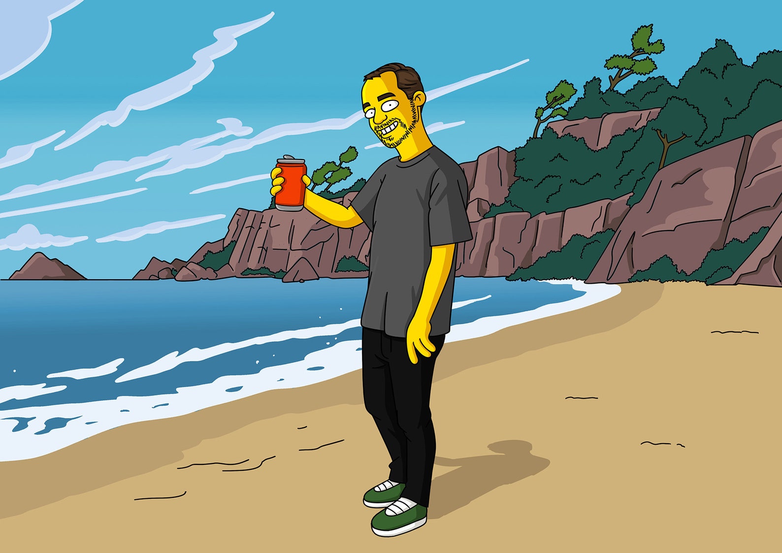 Custom Simpsons Family Portrait From Photo on the Beach | Etsy