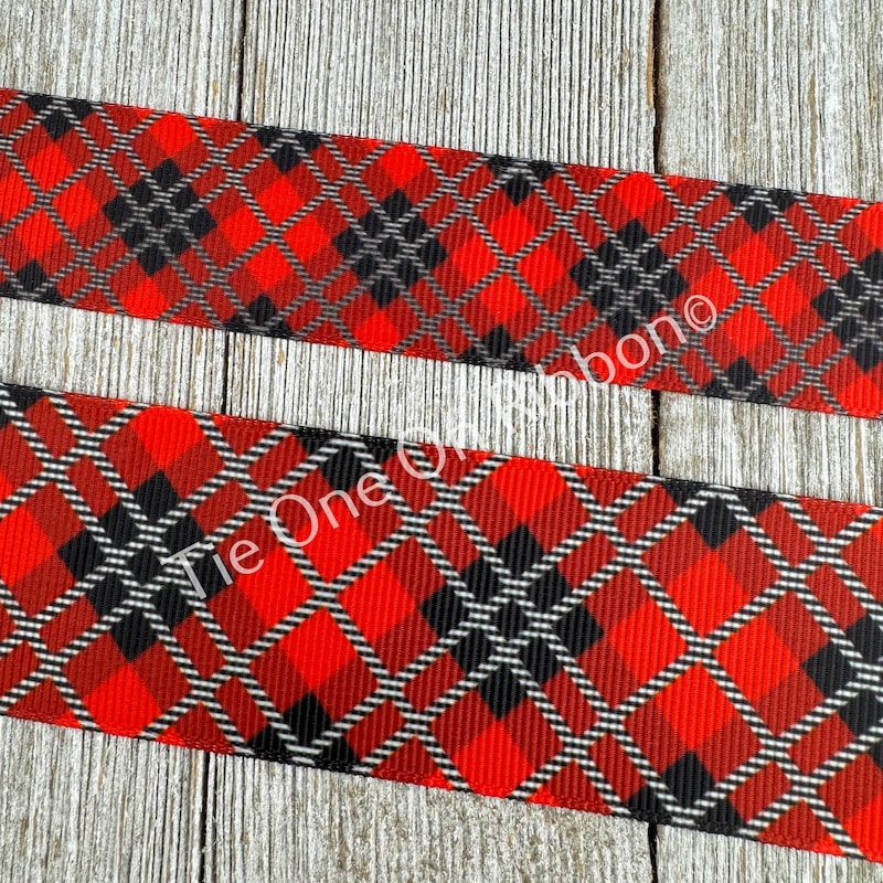 Red Plaid Ribbon - Etsy