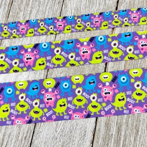 Cute Little Monster Print Grosgrain Ribbon - 5/8 - 1 - 1.5 Inch ...