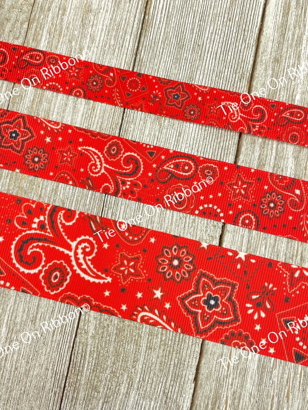 Red Bandana Cowgirl Western Printed Grosgrain Ribbon - 5/8" - 7/8" - 1 ...