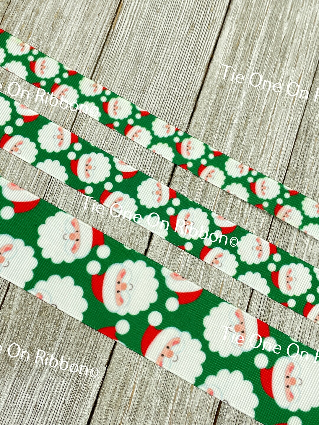 Santa Claus on Green Printed Grosgrain Ribbon - 5/8" - 7/8"- 1.5" - Sew ...