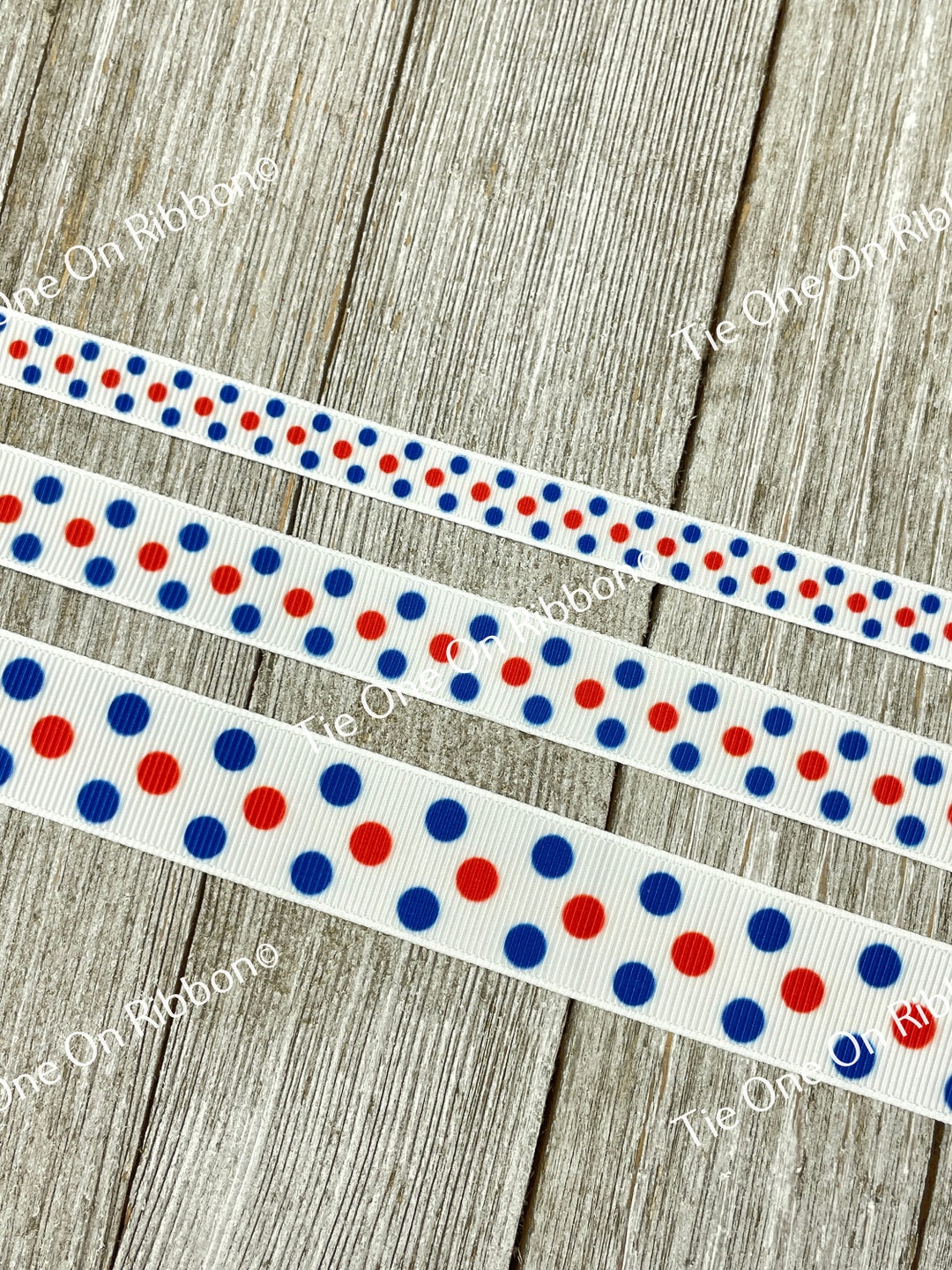 Red White and Blue Patriotic Dots Grosgrain Ribbon - 3/8" - 5/8" - 7/8 ...