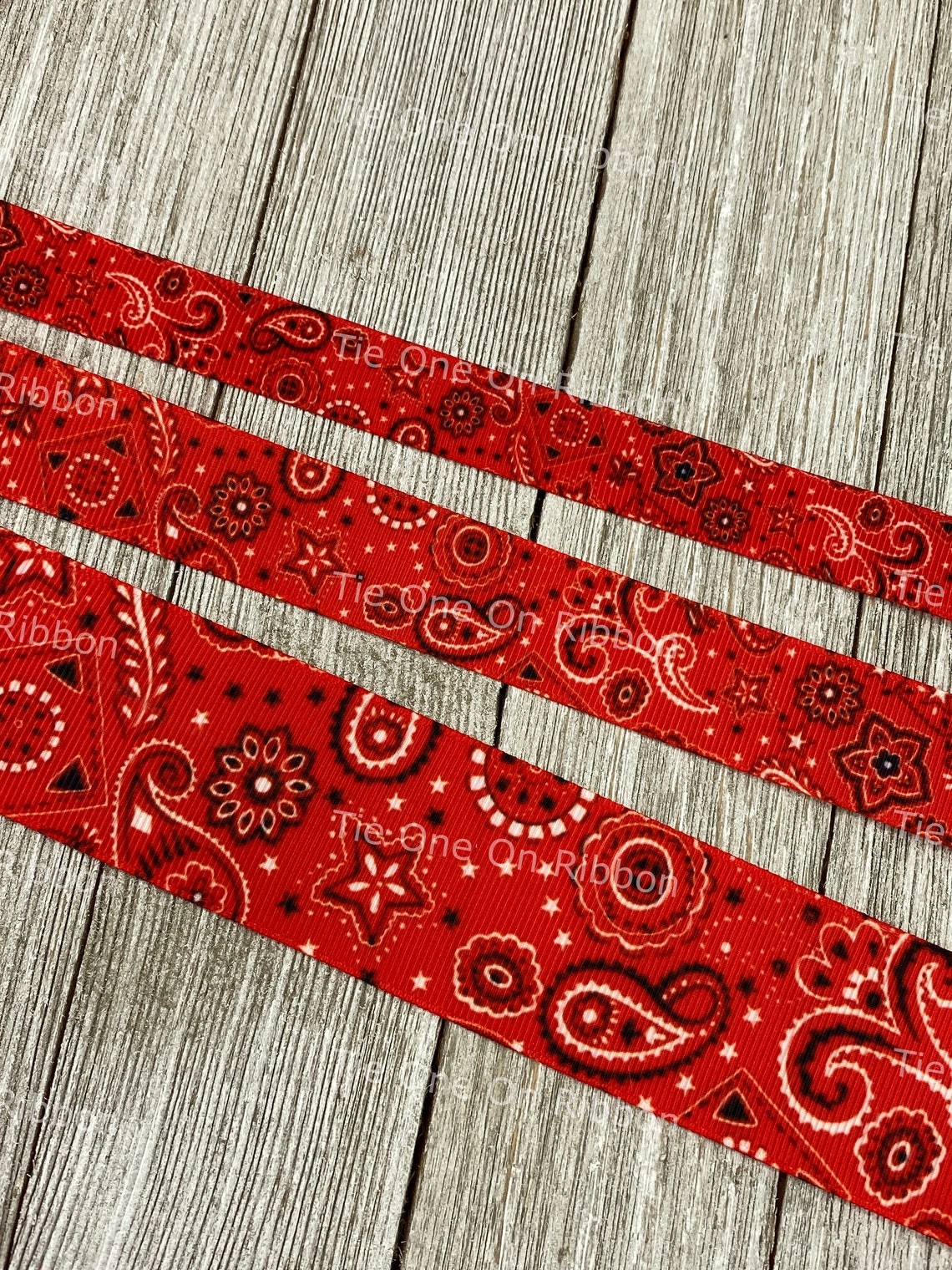 Red Bandana Cowgirl Western Printed Grosgrain Ribbon - Etsy