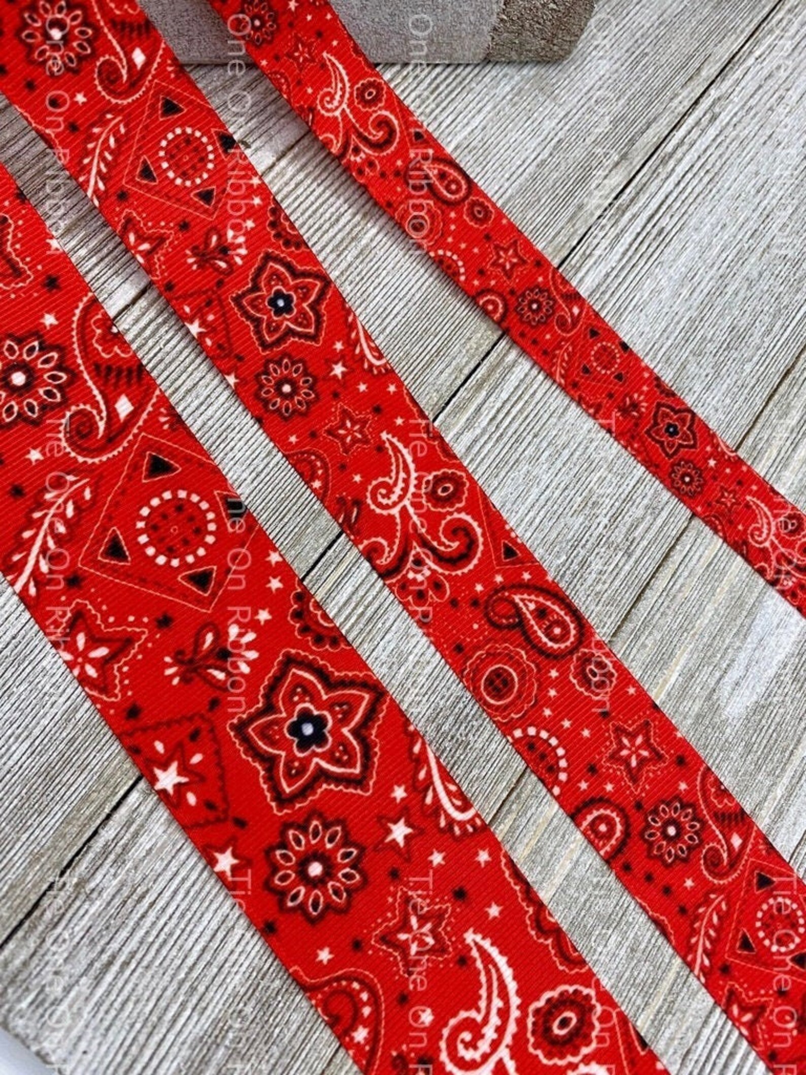Red Bandana Cowgirl Western Printed Grosgrain Ribbon 5/8 | Etsy