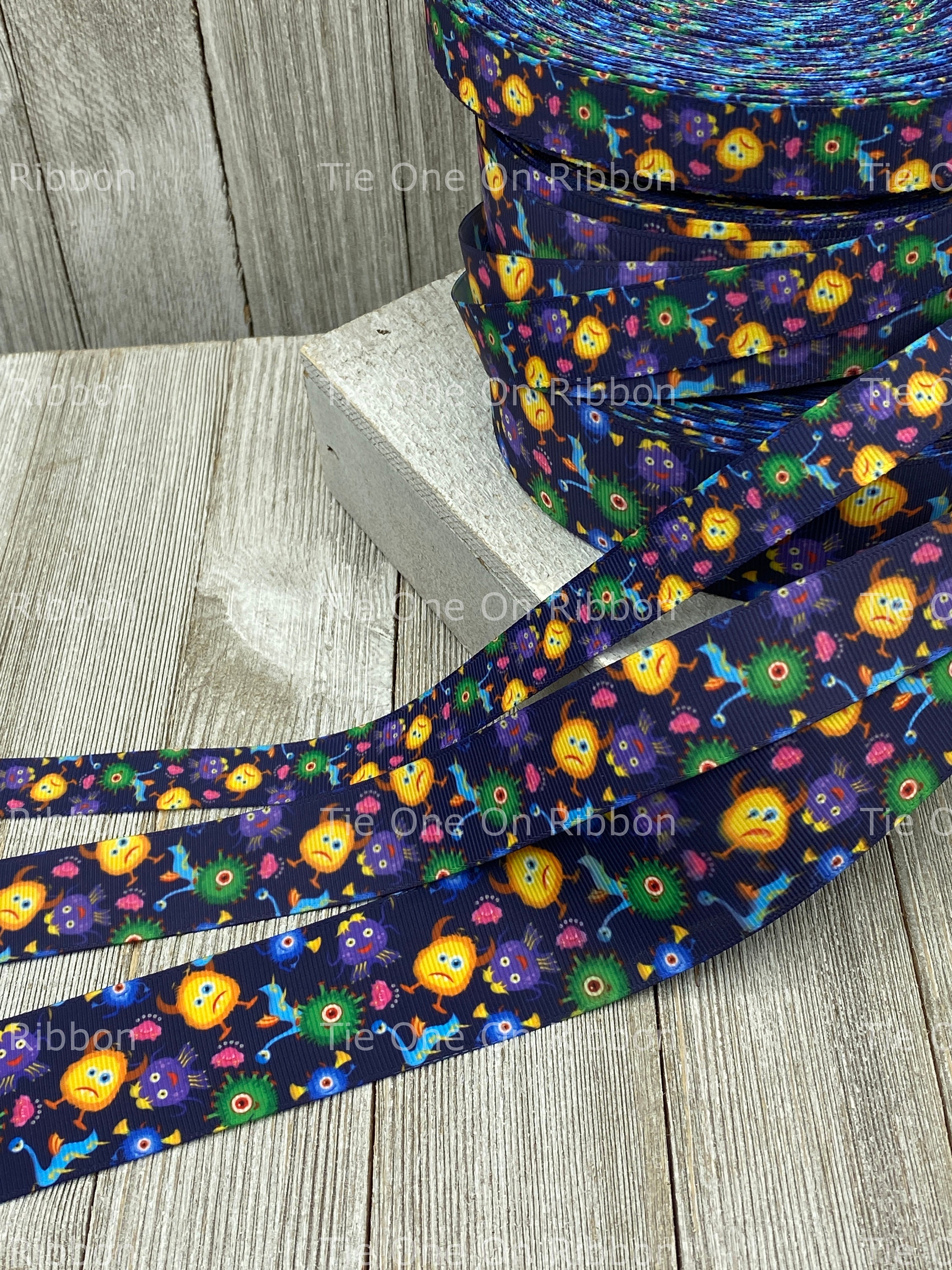 Colorful Monsters Print Grosgrain Ribbon 5/8 1 1.5 Inch | Etsy