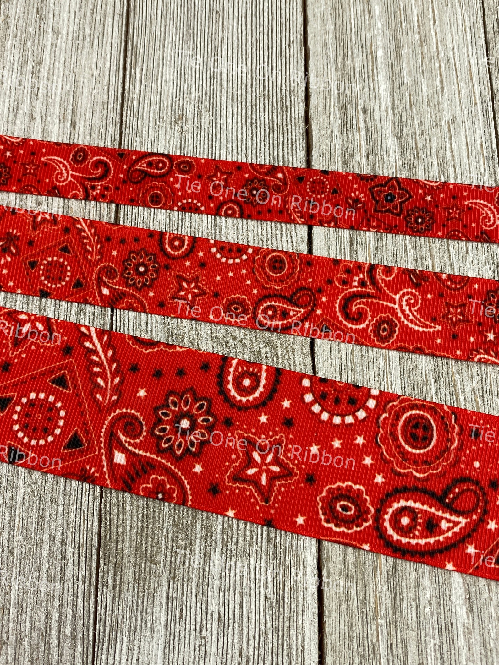 Red Bandana Cowgirl Western Printed Grosgrain Ribbon - Etsy