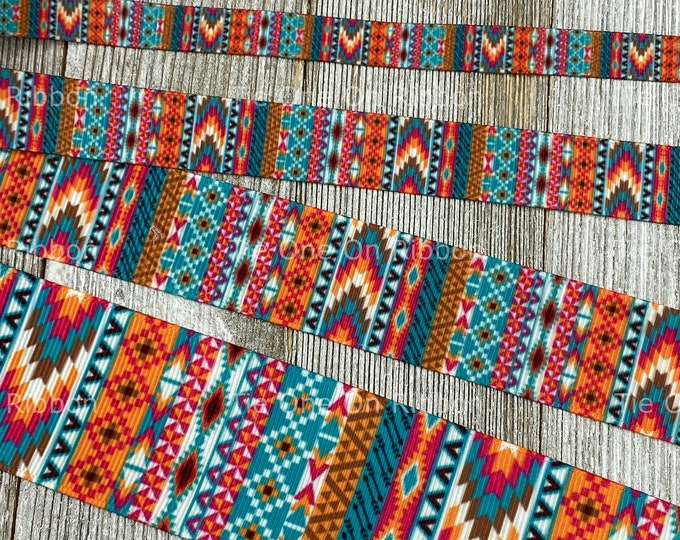 Southwest Aztec Tribal Stripes Printed Grosgrain Ribbon 3/8 5/8 7/8 1 1 ...
