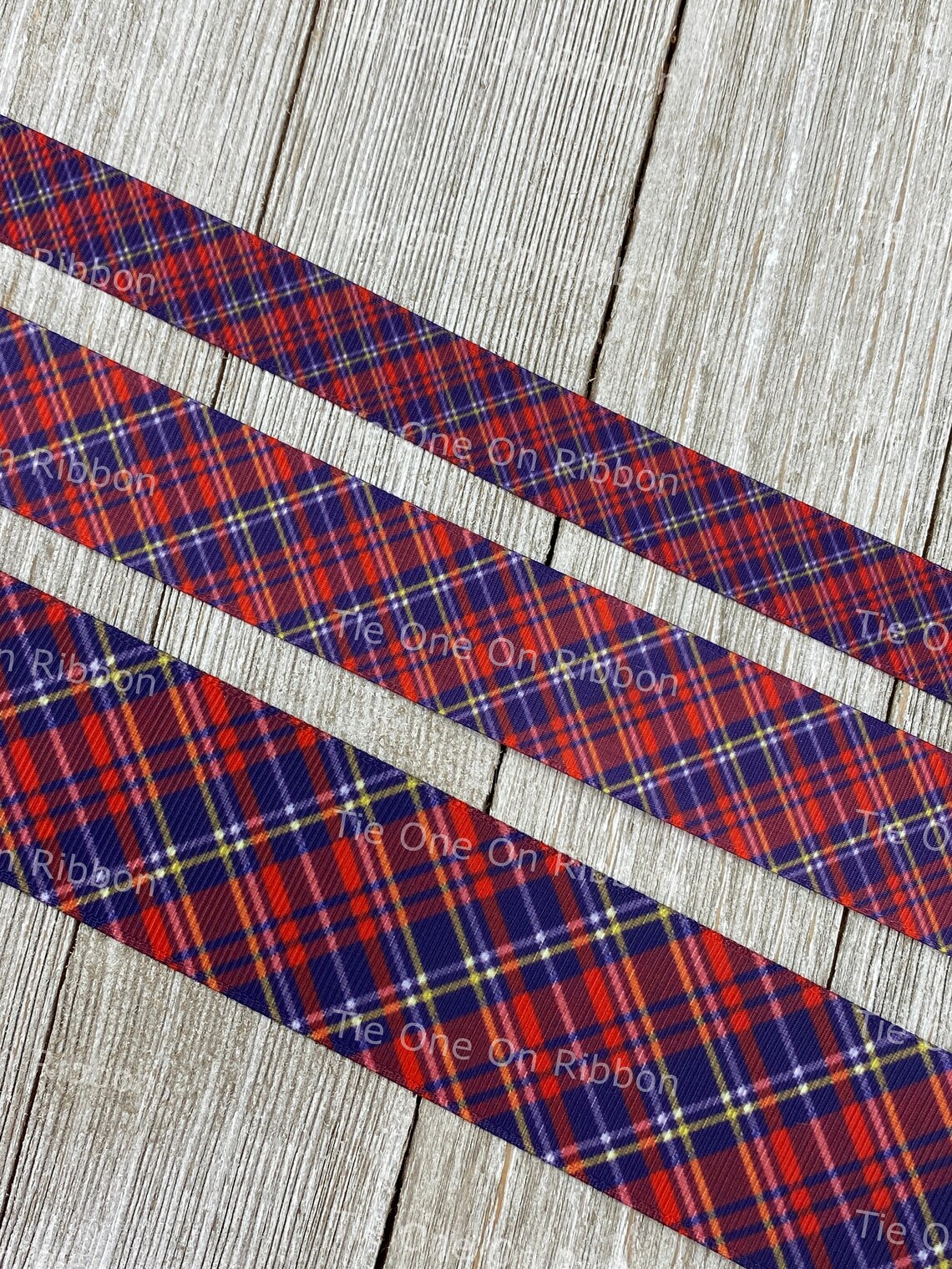 Red and Navy Blue Plaid Printed Grosgrain Ribbon 7/8 - Etsy
