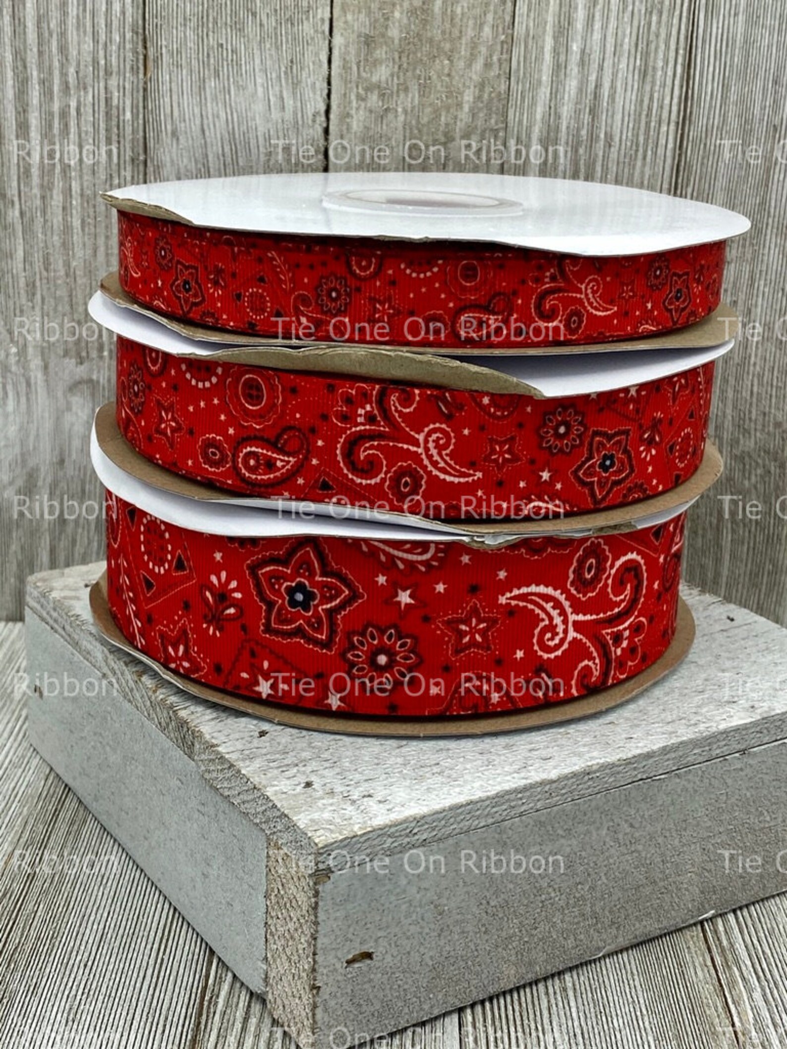 Red Bandana Cowgirl Western Printed Grosgrain Ribbon 5/8 | Etsy