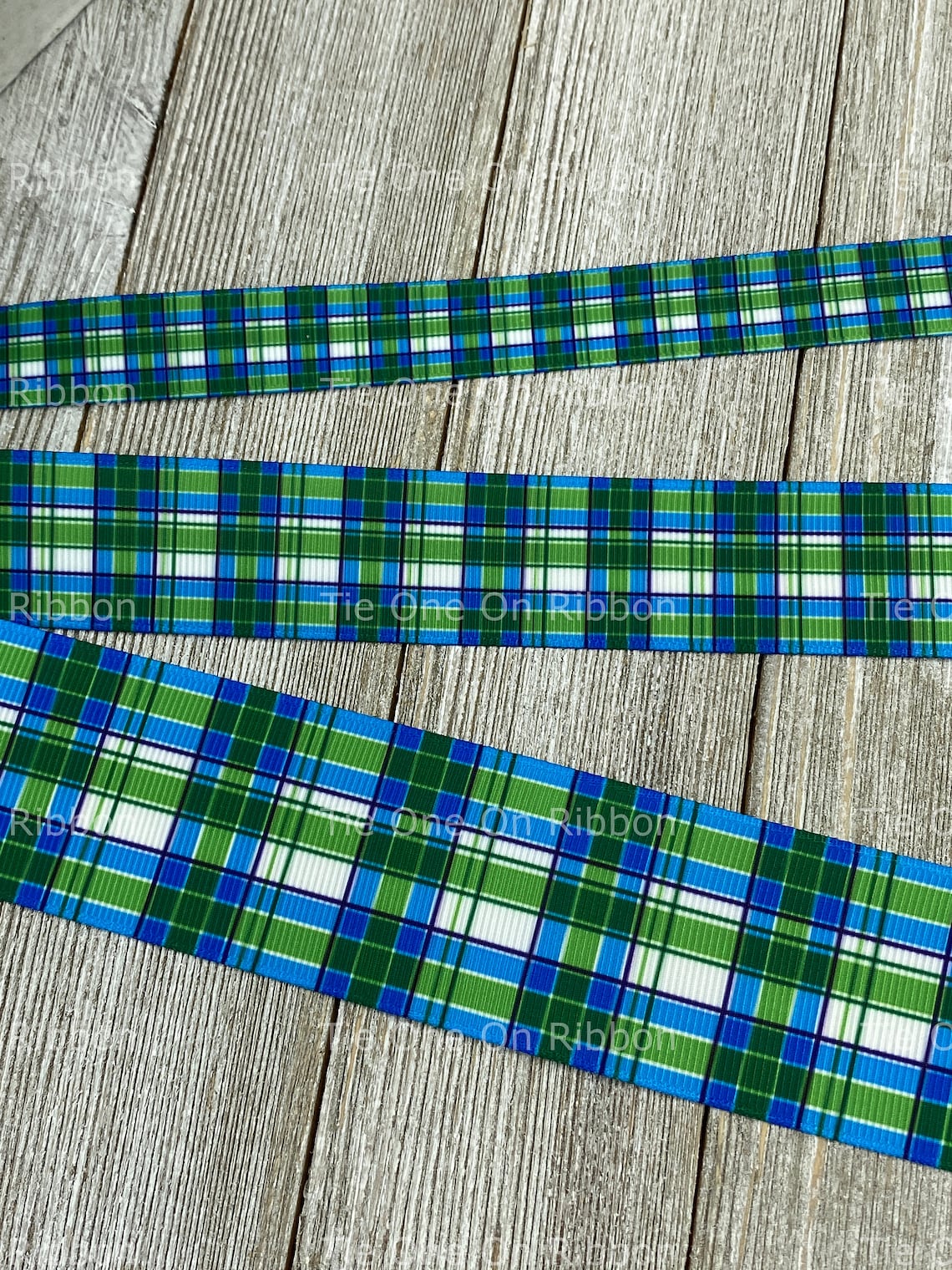 Super Bright Blue and Green Plaid Grosgrain Ribbon 5/8 1 | Etsy