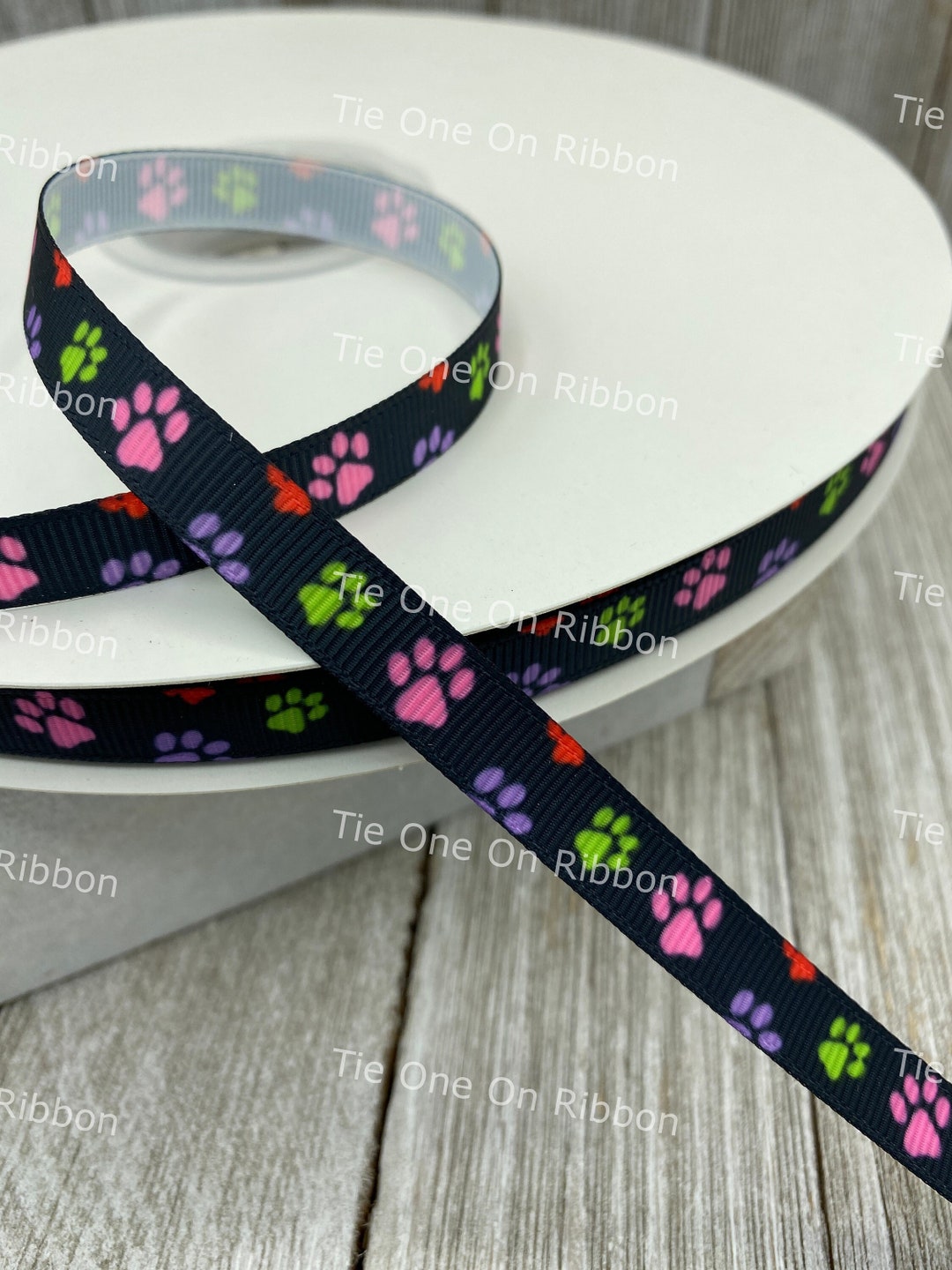 3/8 Colorful Puppy Dog Paw Prints Printed Grosgrain Ribbon Sew Craft ...