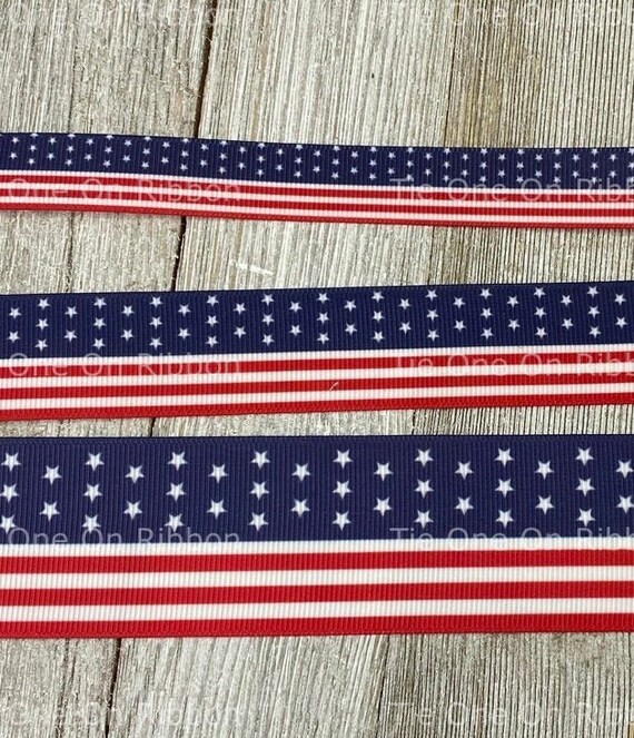 USA American Flag Patriotic Print Grosgrain Ribbon 5/8 1 - Etsy