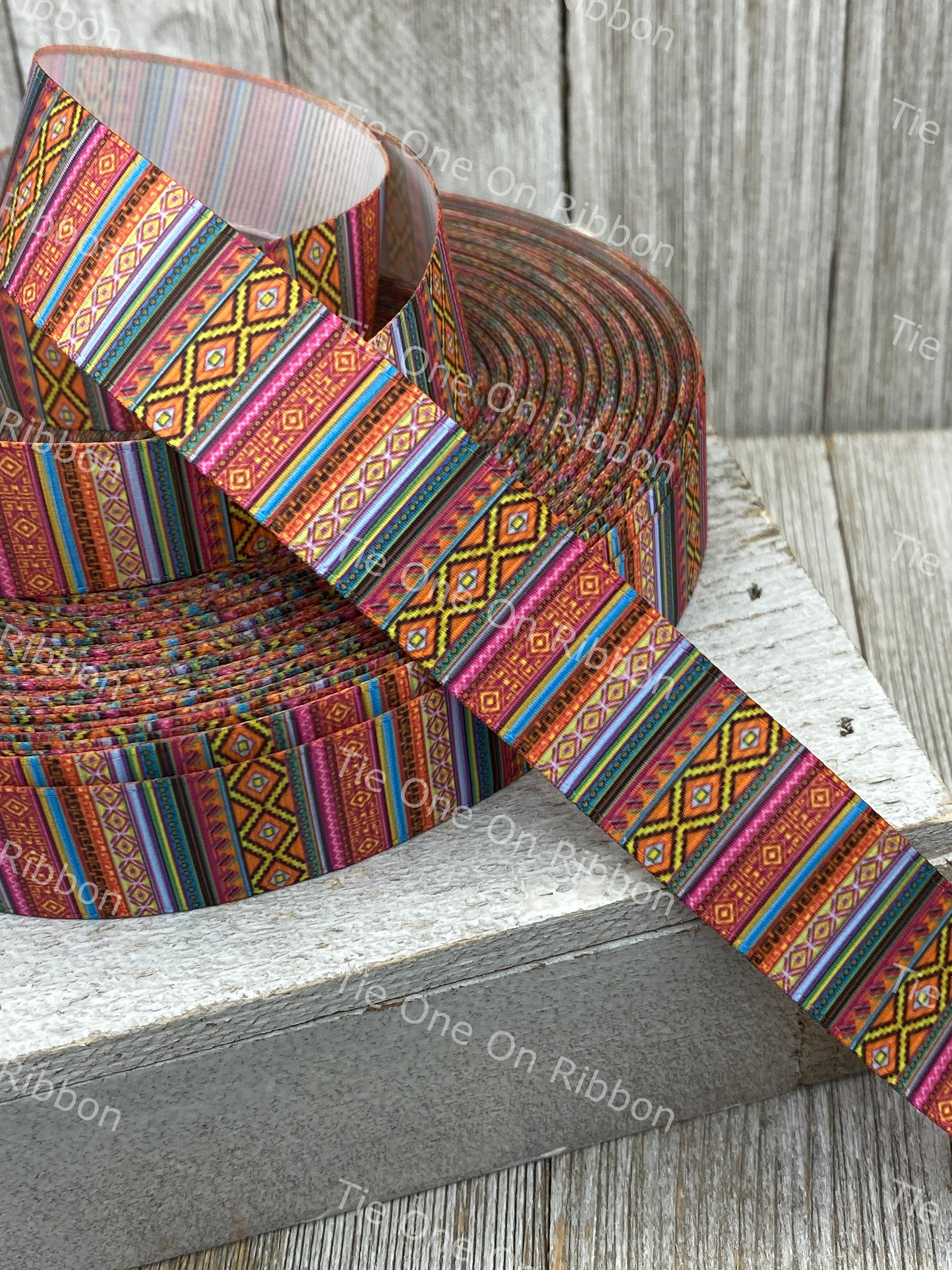 Thin Tribal Aztec Stripes Printed Grosgrain Ribbon 7/8 | Etsy