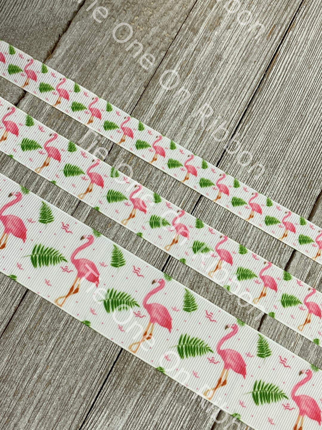 Pink Flamingos & Palm Leaves Grosgrain Ribbon 5/8 7/8 1.5 Sew Craft ...