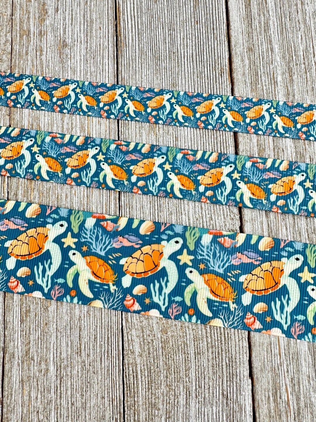 Sea Turtles on Blue Background Printed Grosgrain Ribbon - 5/8 - 7/8 - 1 ...