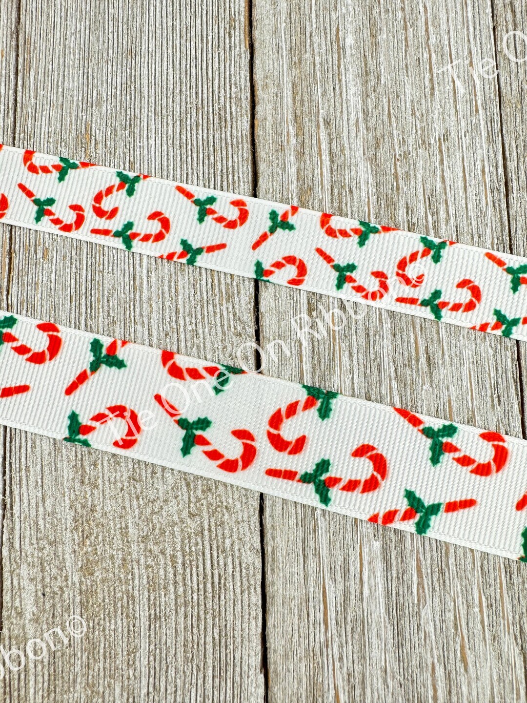 Christmas Peppermint Candy Cane Pattern Printed Grosgrain Ribbon - 5/8 ...